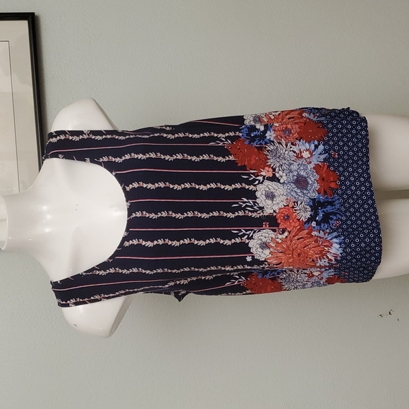 new directions | Tops | New Directions Womens Navy Blue Wfloral Border ...
